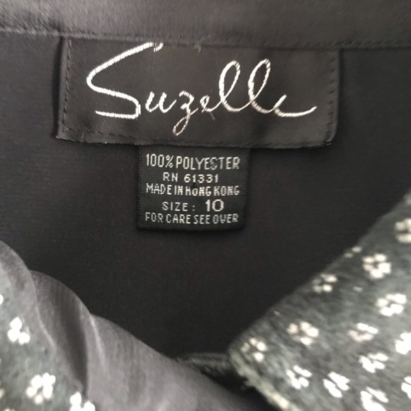 Vintage | Tops | Vintage Suzelle Black Flower Buttondown Blouse | Poshmark